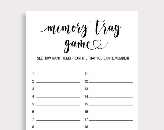 Memory Tray Game Minimalist Apron Game Guess the Items on - Etsy