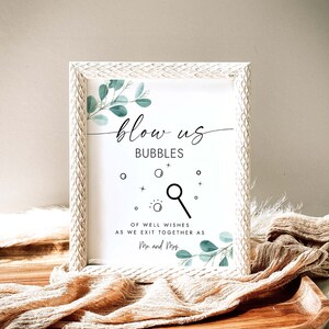 Blow Us Bubbles Sign Greenery Wedding Sign Printable Blow Bubbles of ...