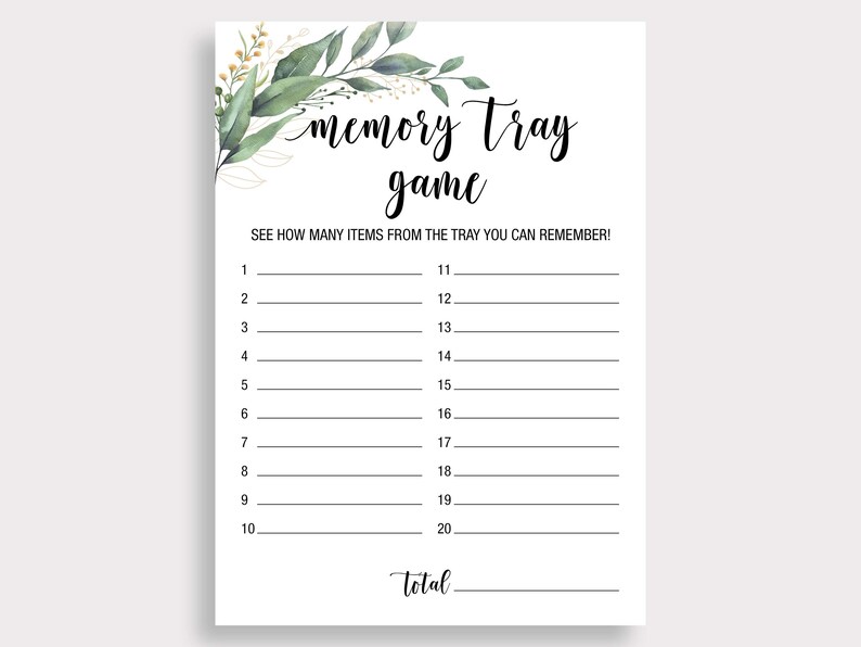 Memory Tray Game Greenery Apron Game Guess the Items on - Etsy