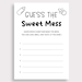 Guess the Sweet Mess Game Candy Bar Game Dirty Diaper Game Baby Shower ...