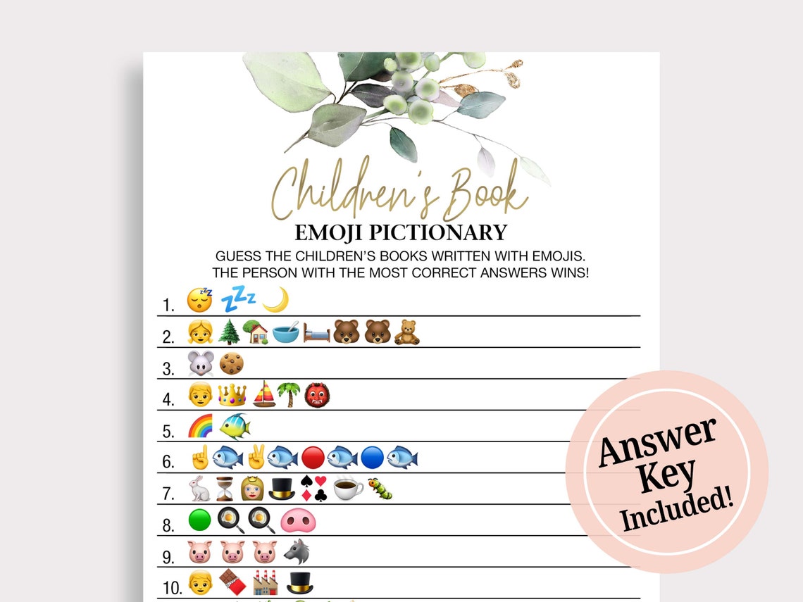 Children's Book Emoji Pictionary Game Baby Book Emoji Game - Etsy