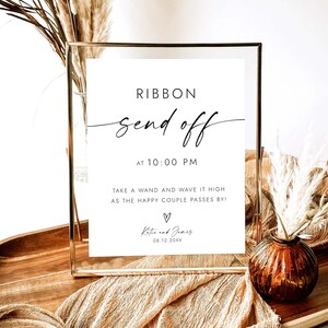 Ribbon Send off Sign Minimalist Wedding Send off Sign Ribbon Wand Sign ...