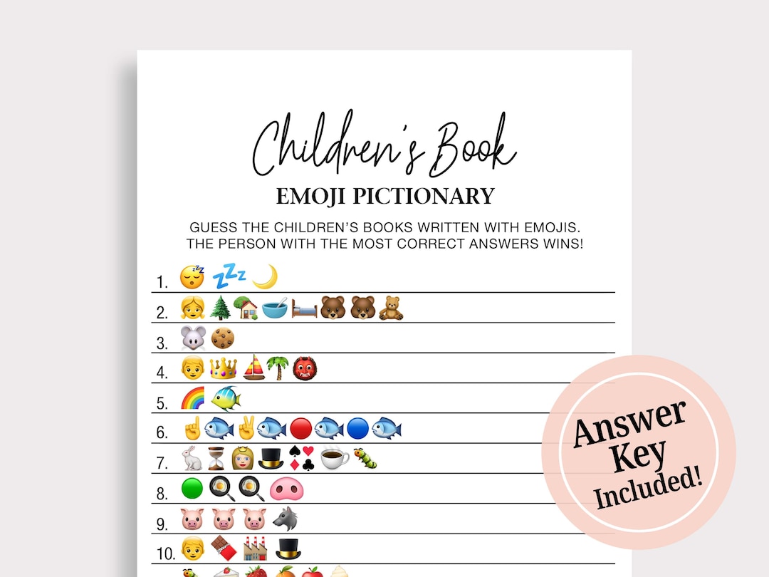 Baby Shower Children's Book Emoji Pictionary Game Baby Shower Emoji ...