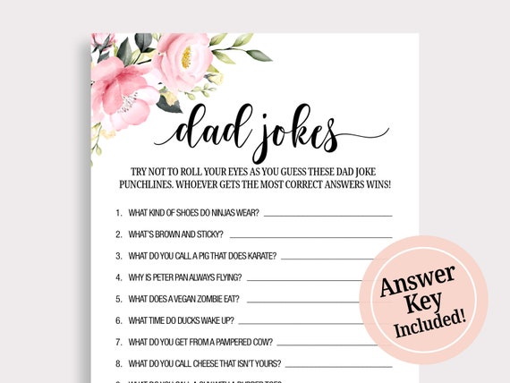 Dad Jokes Baby Shower Game Joke Trivia Game Fun Baby Shower - Etsy