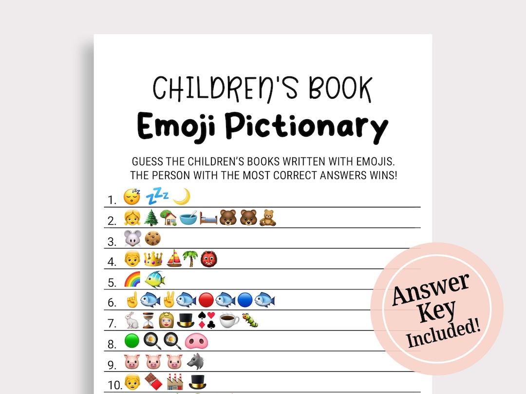 Children's Book Emoji Pictionary Printable Emoji Game Simple Childrens ...