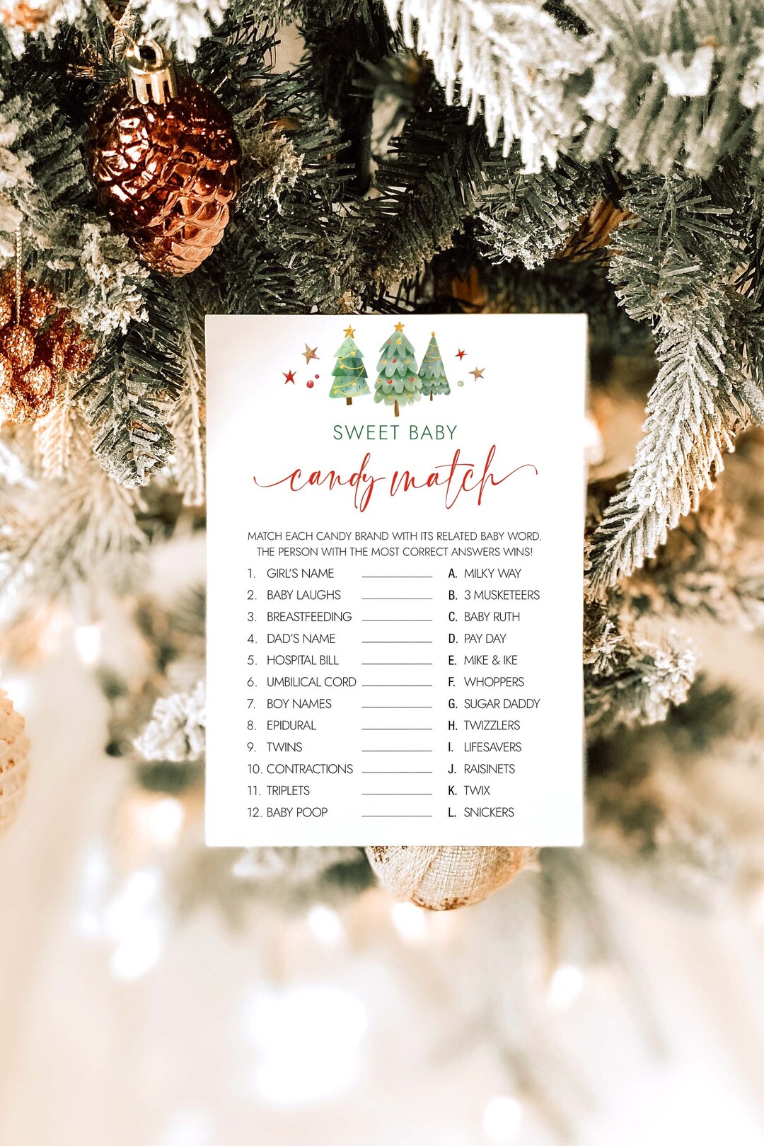 Christmas Baby Shower Game Sweet Baby Candy Match Game Winter Baby ...