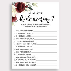 What is the Bride Wearing Game, the Bride Wore, Bridal Shower Printable ...