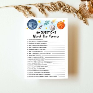 Outer Space Baby Shower Game 20 Questions About the Parents Rocket ...