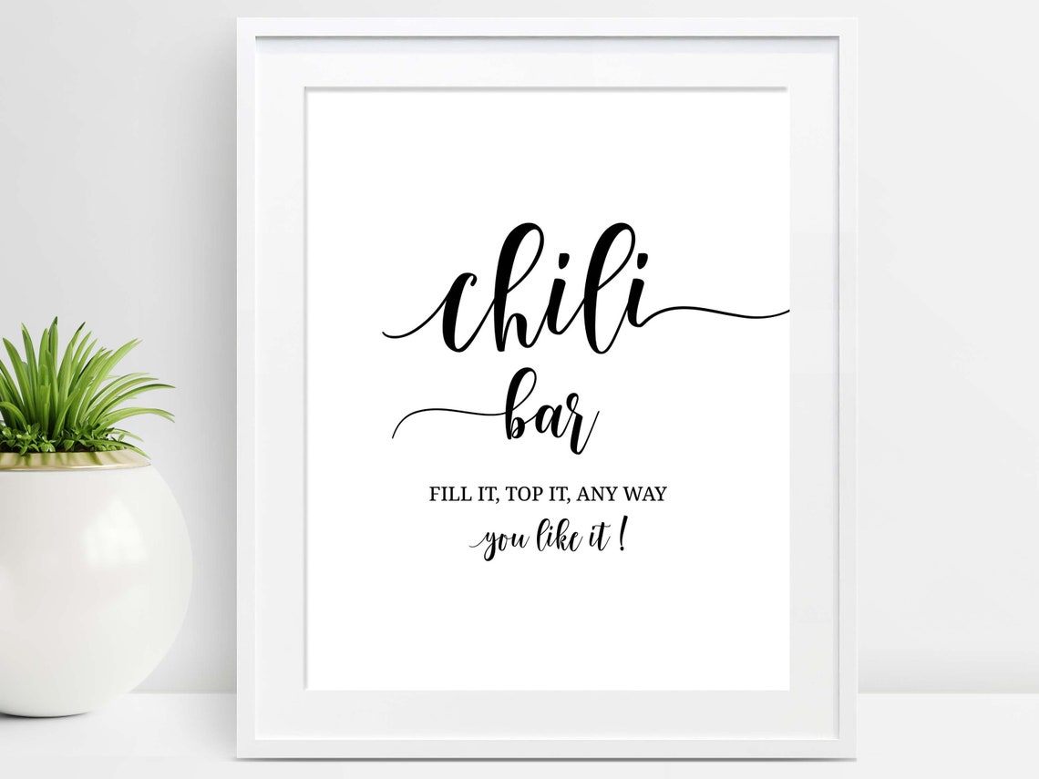 Chili Bar Sign Printable Food Station Sign Baby Shower Chili - Etsy
