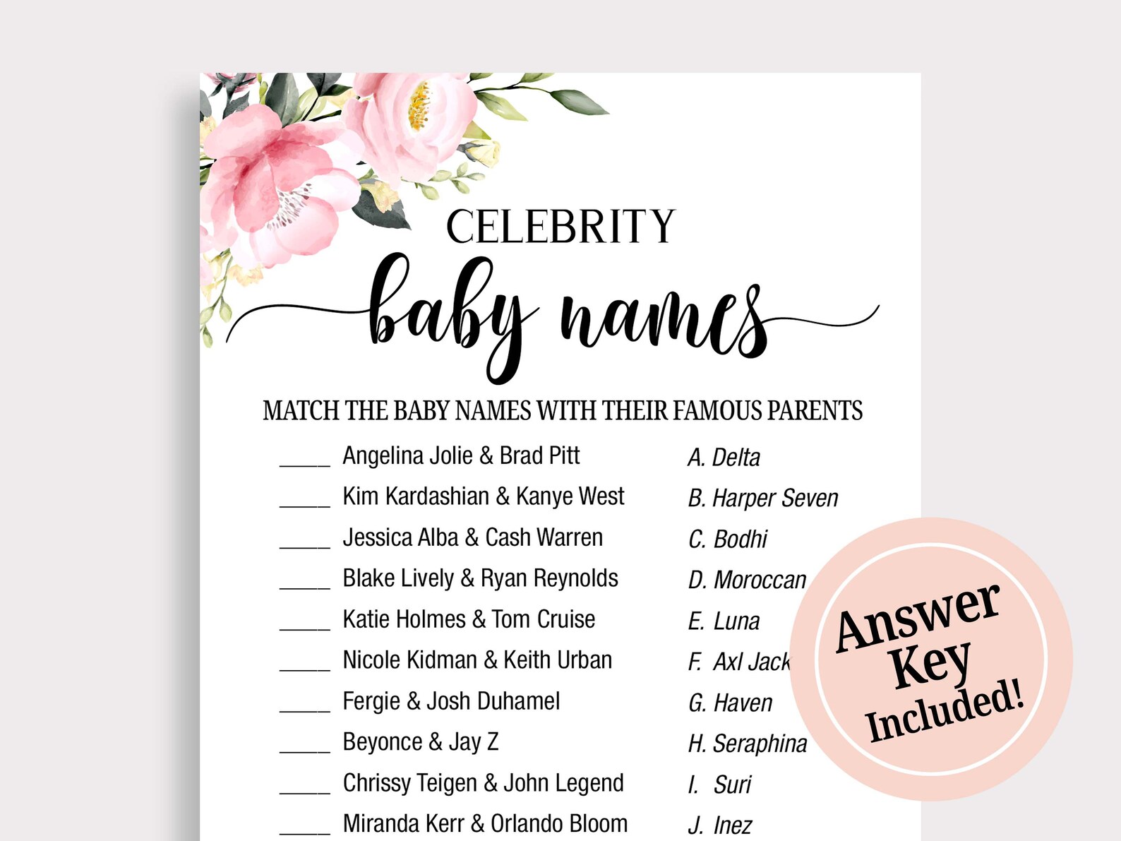 Celebrity Baby Name Game, Celebrity Baby Shower Game, Guess Celebrity ...