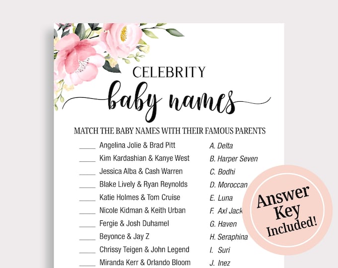 Celebrity Baby Name Game Celebrity Baby Shower Game Guess - Etsy