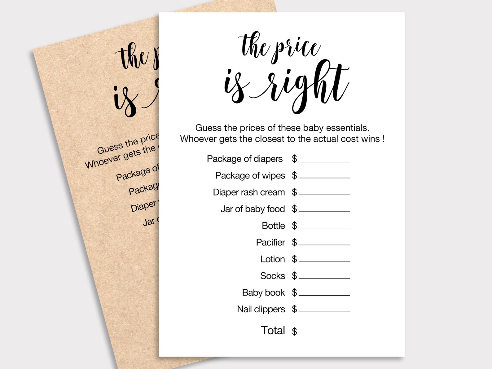Price is Right Baby Shower Game the Price is Right Game - Etsy