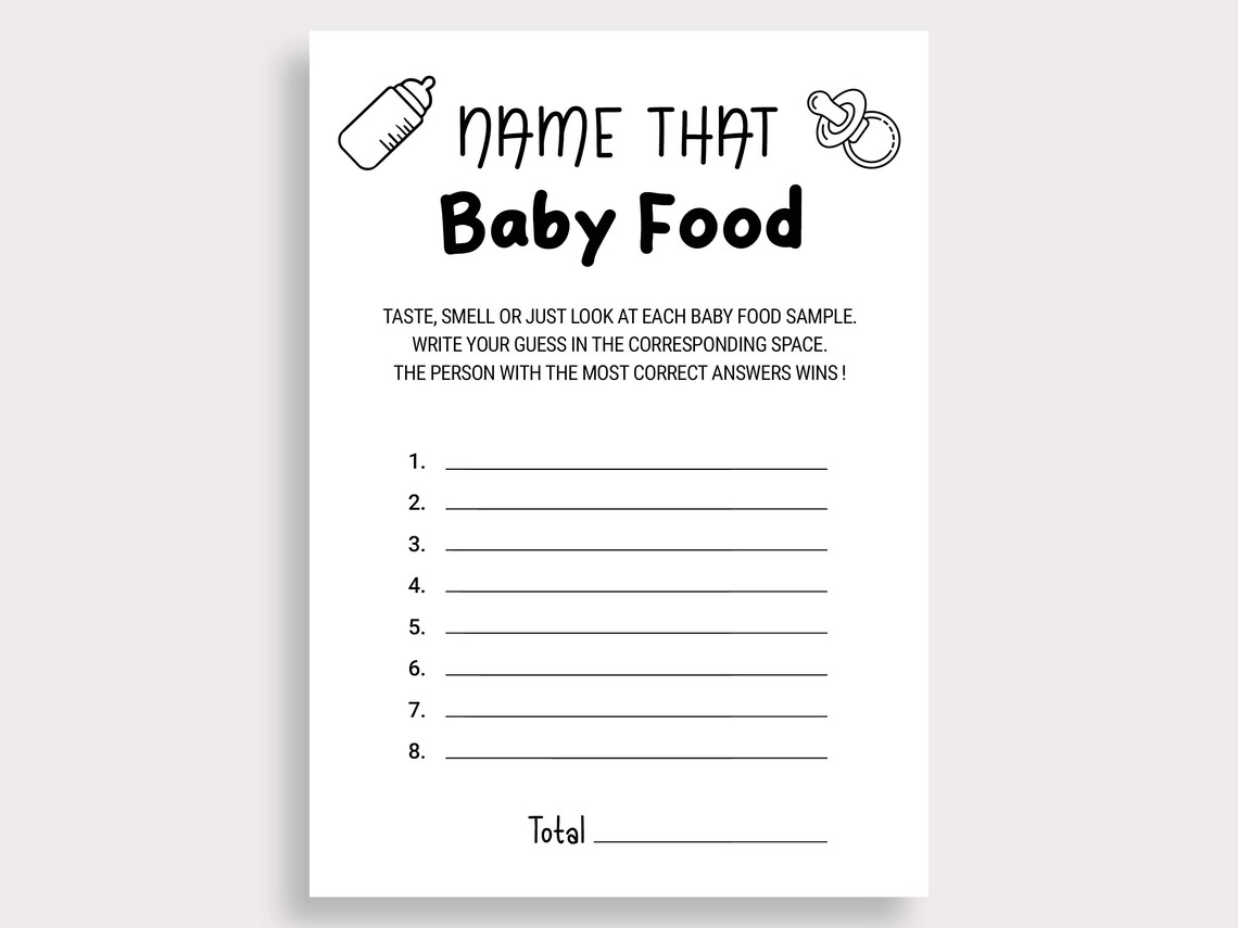 Guess the Baby Food Game Baby Shower Food Game Name That Baby Food Game ...