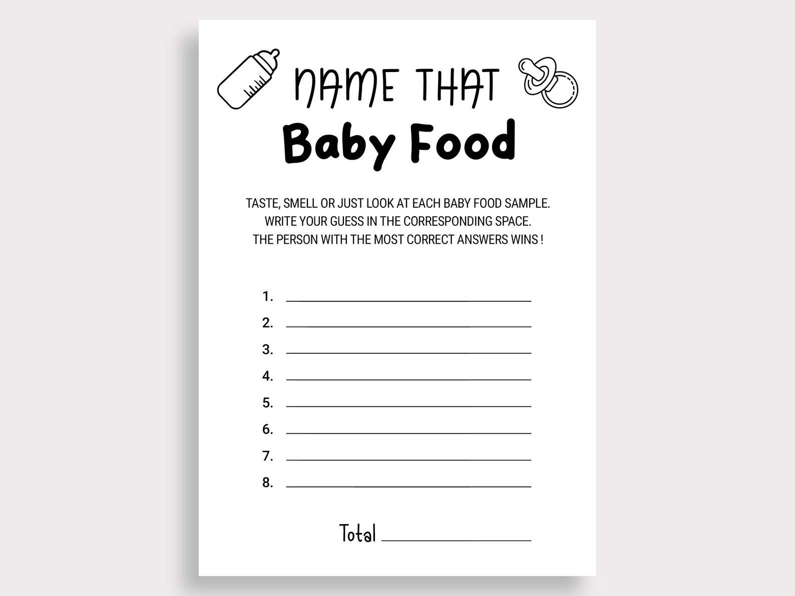 Guess the Baby Food Game Baby Shower Food Game Name That Baby Food Game ...