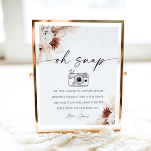 Oh Snap Sign Wedding Disposable Camera Sign Photo Instructions Sign Can ...