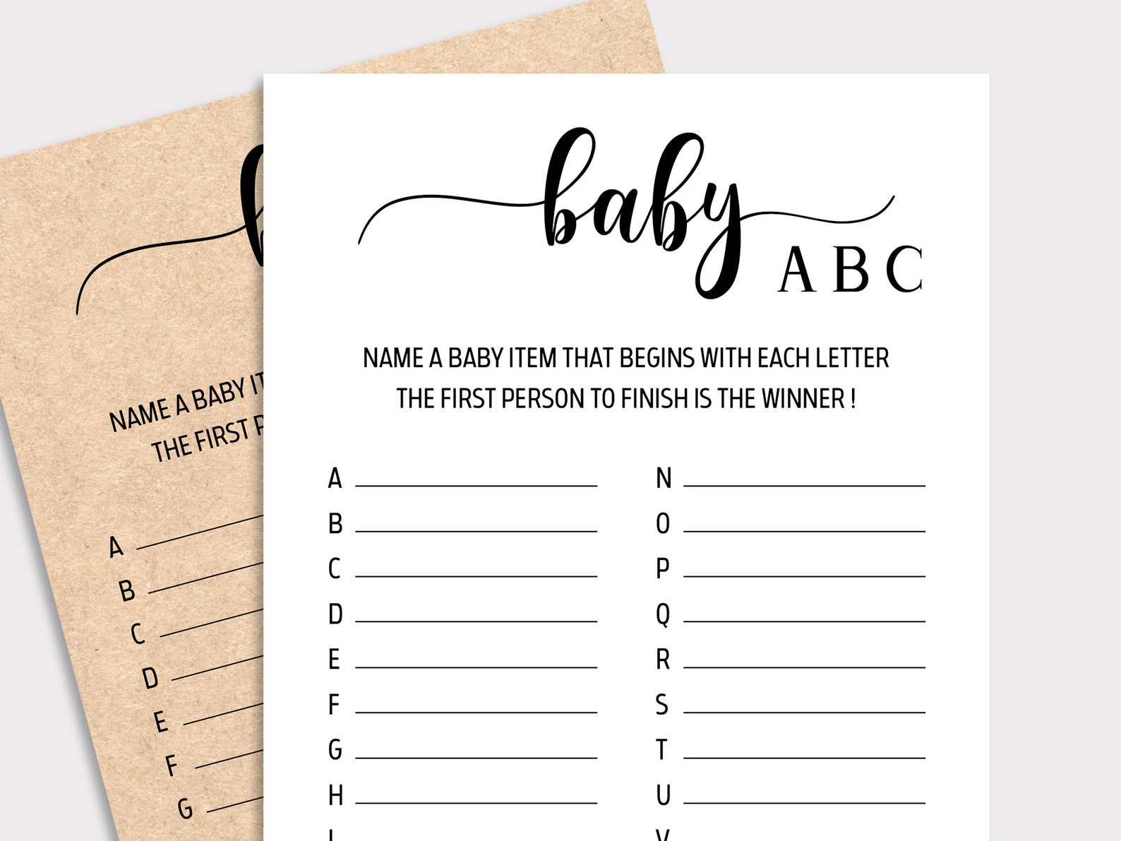 Baby ABC Game Baby Alphabet Game Baby Shower Game Printable - Etsy