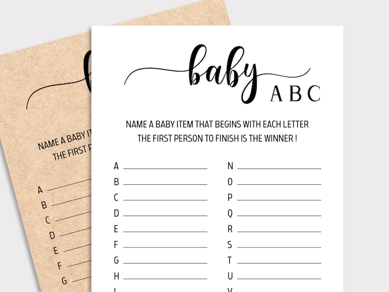 Baby ABC Game Baby Alphabet Game Baby Shower Game Printable - Etsy