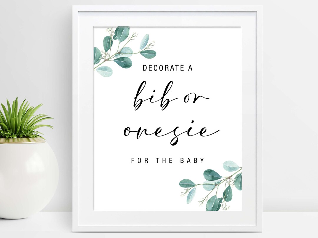 Decorate A Bib or Onesie Sign Baby Shower Onesie Decorating Sign ...