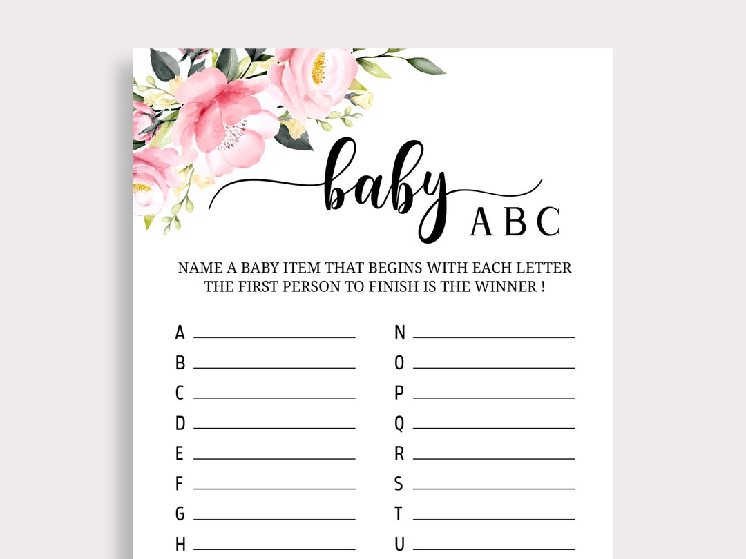 Baby ABC Game, Baby Alphabet Game, Baby Shower Games Printable, Baby ...