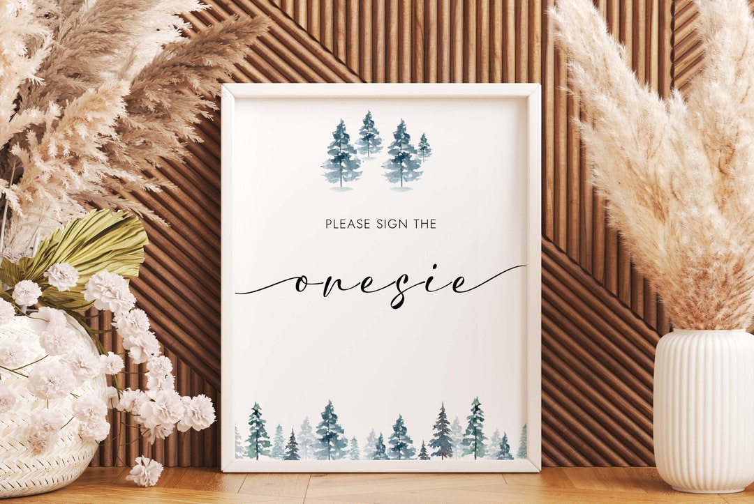 Please Sign the Onesie Sign Winter Baby Shower Sign Decorate a Onesie ...