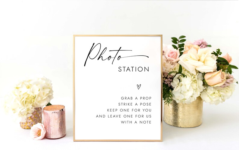 Photo Station Sign Grab A Prop and Strike A Pose Minimalist - Etsy