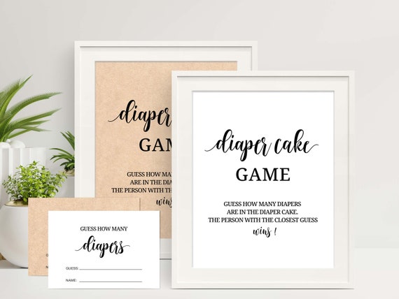 Diaper Cake Game Baby Shower Guess How Many Diapers Are in the - Etsy