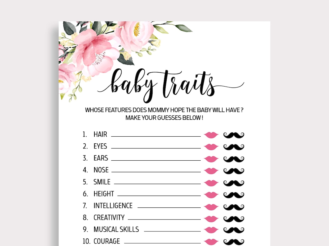 Baby Shower Baby Traits Game Guess the Baby Features Games Printable ...