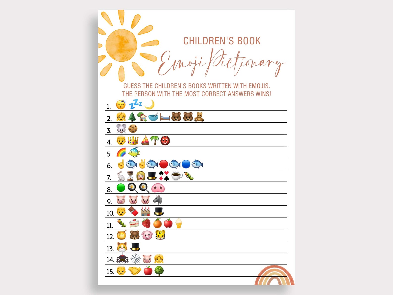 Sun Emoji Picture Game Children's Book Emoji Pictionary Sunshine Baby ...