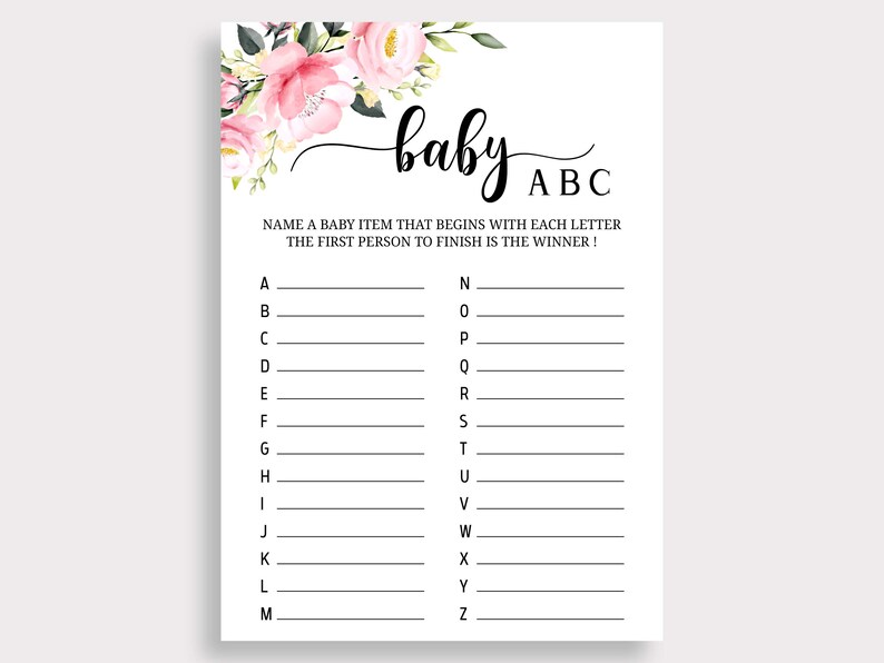 Baby ABC Game Baby Alphabet Game Baby Shower Games - Etsy