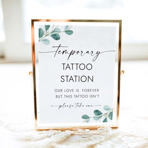Wedding Tattoo Station Sign Wedding Tattoo Sign Temporary Tattoo Sign ...