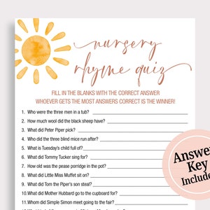 Nursery Rhyme Game Guess the Nursery Rhyme Game Sunshine Watercolor ...