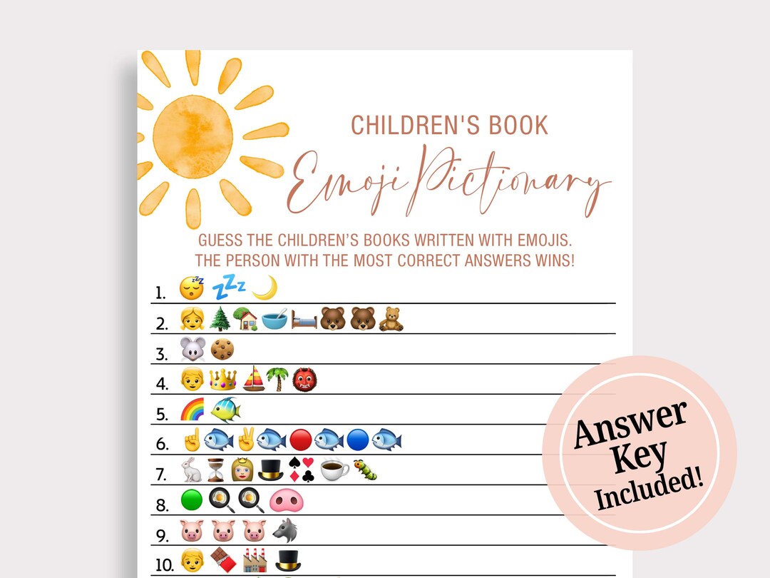 Sun Emoji Picture Game Children's Book Emoji Pictionary Sunshine Baby ...