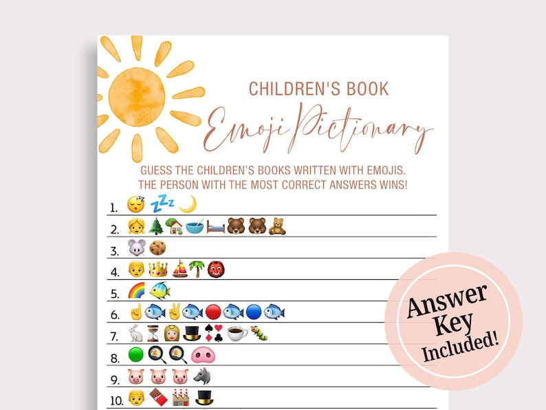 Sun Emoji Picture Game Children's Book Emoji Pictionary Sunshine Baby ...