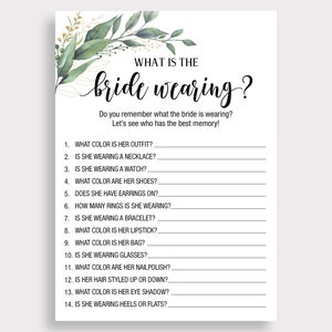 What is the Bride Wearing Game, Printable Memory Game, Boho Bridal ...