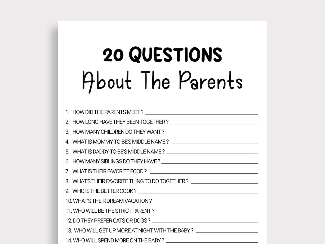 Who Knows the Parents Best 20 Questions About the Parents Modern Baby ...