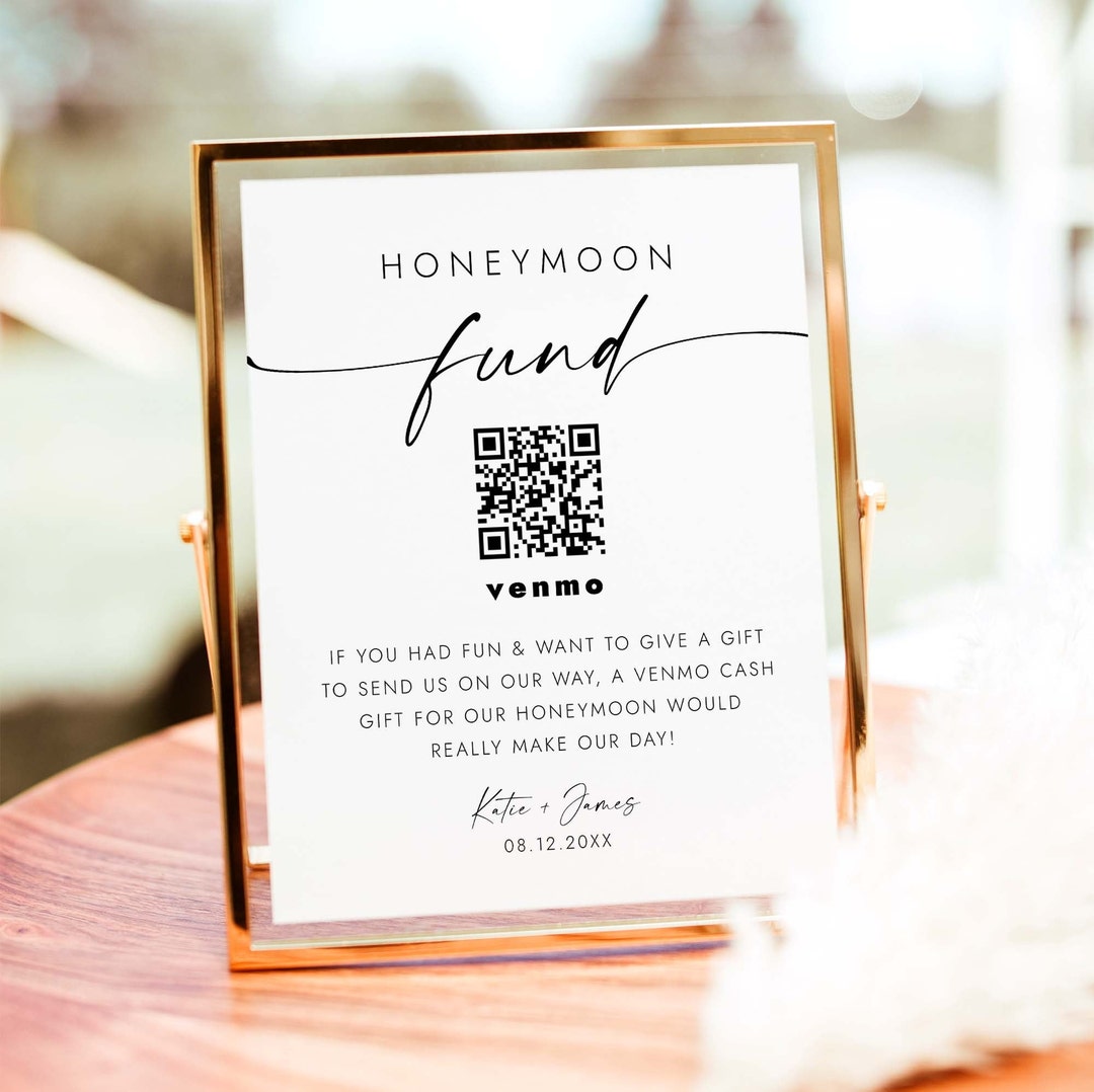 Honeymoon Fund QR Code Sign Wedding Honeymoon Fund Sign Venmo QR Code ...