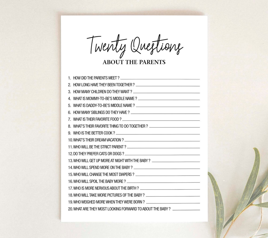Twenty Questions About the Parents Minimalist Baby Shower - Etsy