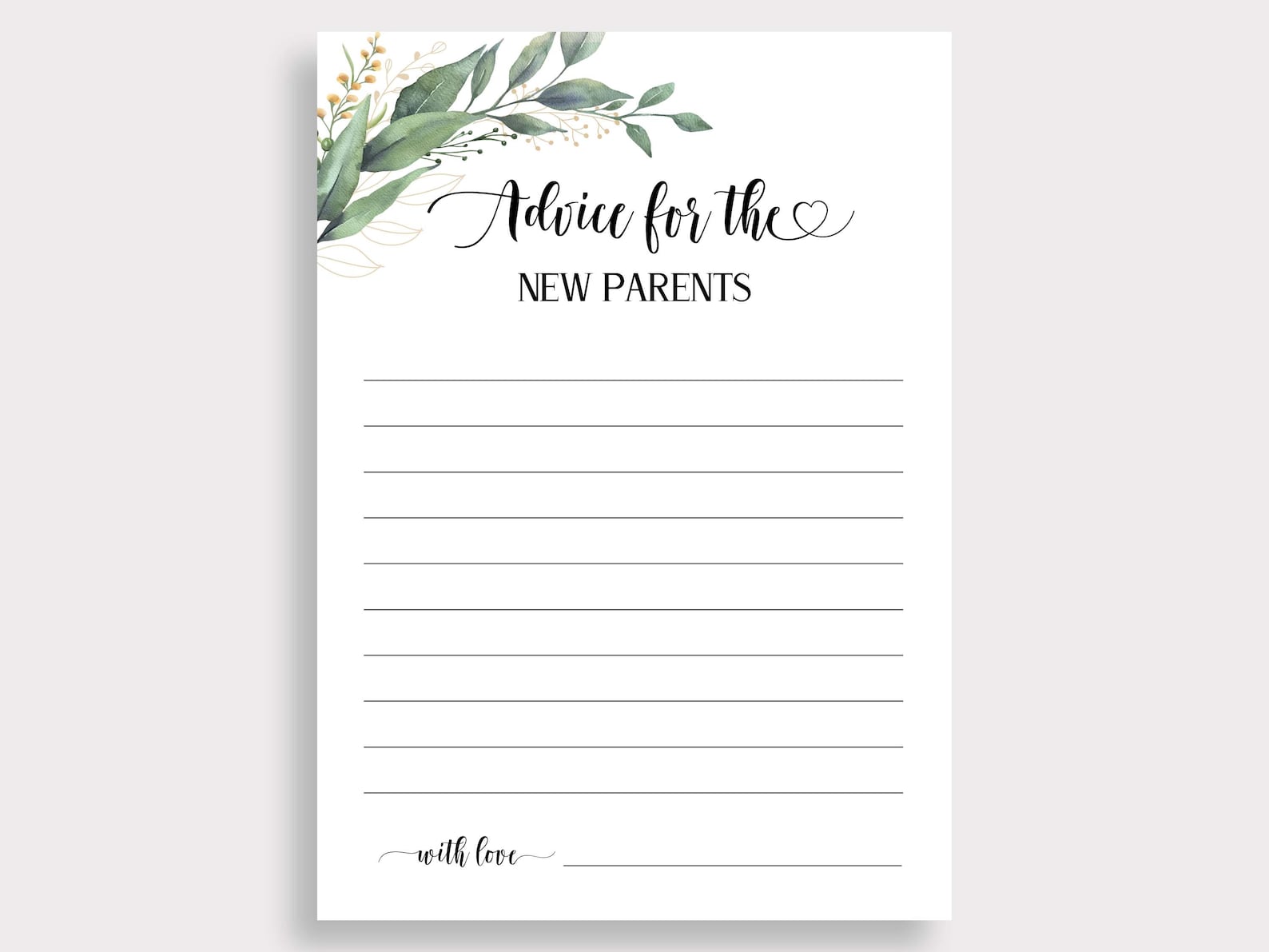 Advice for the New Parents Baby Shower Cards Greenery Baby - Etsy