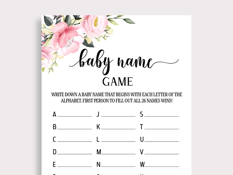 Baby Name Baby Shower Game Baby Alphabet Game A to Z Baby - Etsy