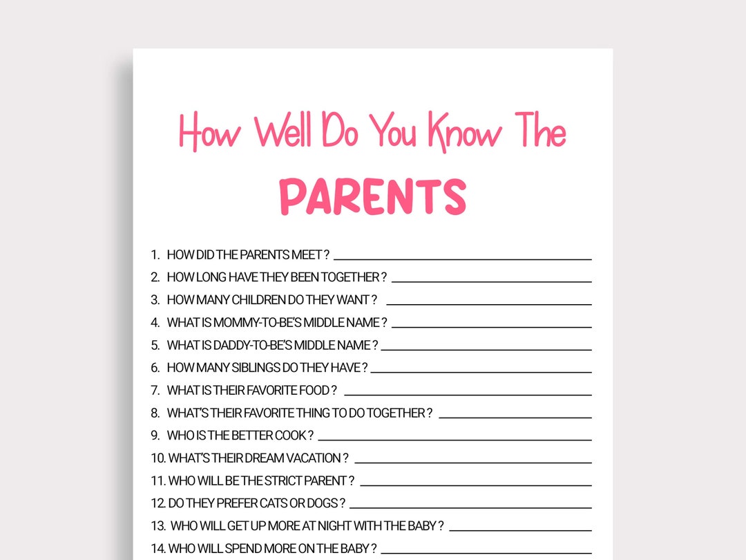 How Well Do You Know the Parents Who Knows Mommy Best Game Pink Baby ... How Well Do You Know the Parents Who Knows Mommy Best Game Pink Baby ...