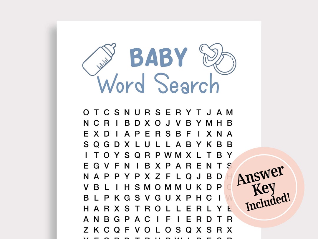 Baby Word Search Game Boy Baby Shower Games Blue Baby Shower Game Word ...