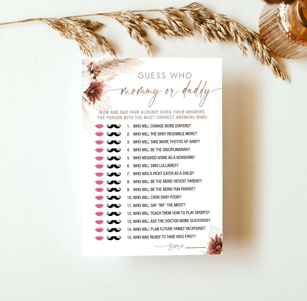 Baby Shower Guess Who Game Mommy or Daddy Game Guess Who Baby Shower ...