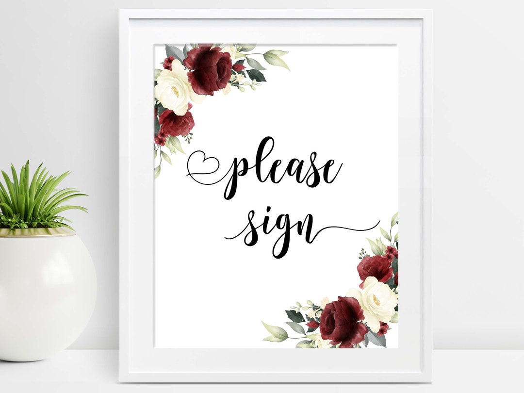 Please Sign Printable Please Sign Reception Sign Guestbook Sign ...