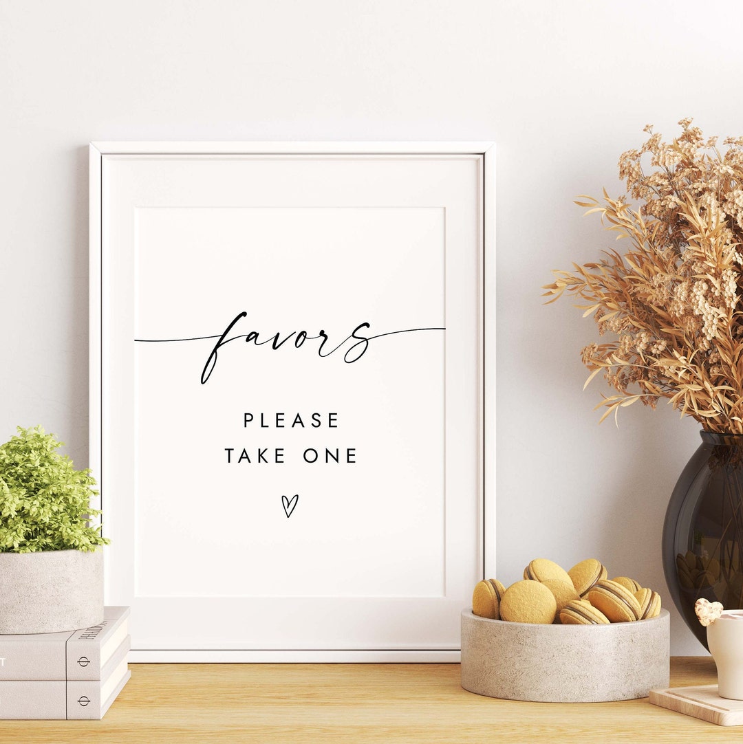 Favors Sign Please Take One Sign Minimalist Wedding Favors Sign Please ...