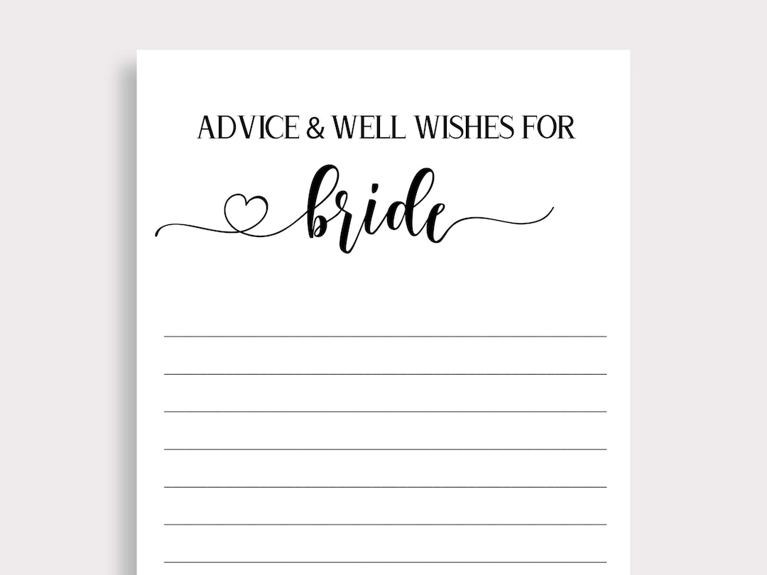 Wedding Advice Cards, Wishes for the Bride, Modern Wedding Bridal ...