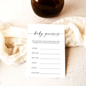 Baby Shower Baby Guesses Card Guess Baby's Birth Stats Baby Stat Baby ...