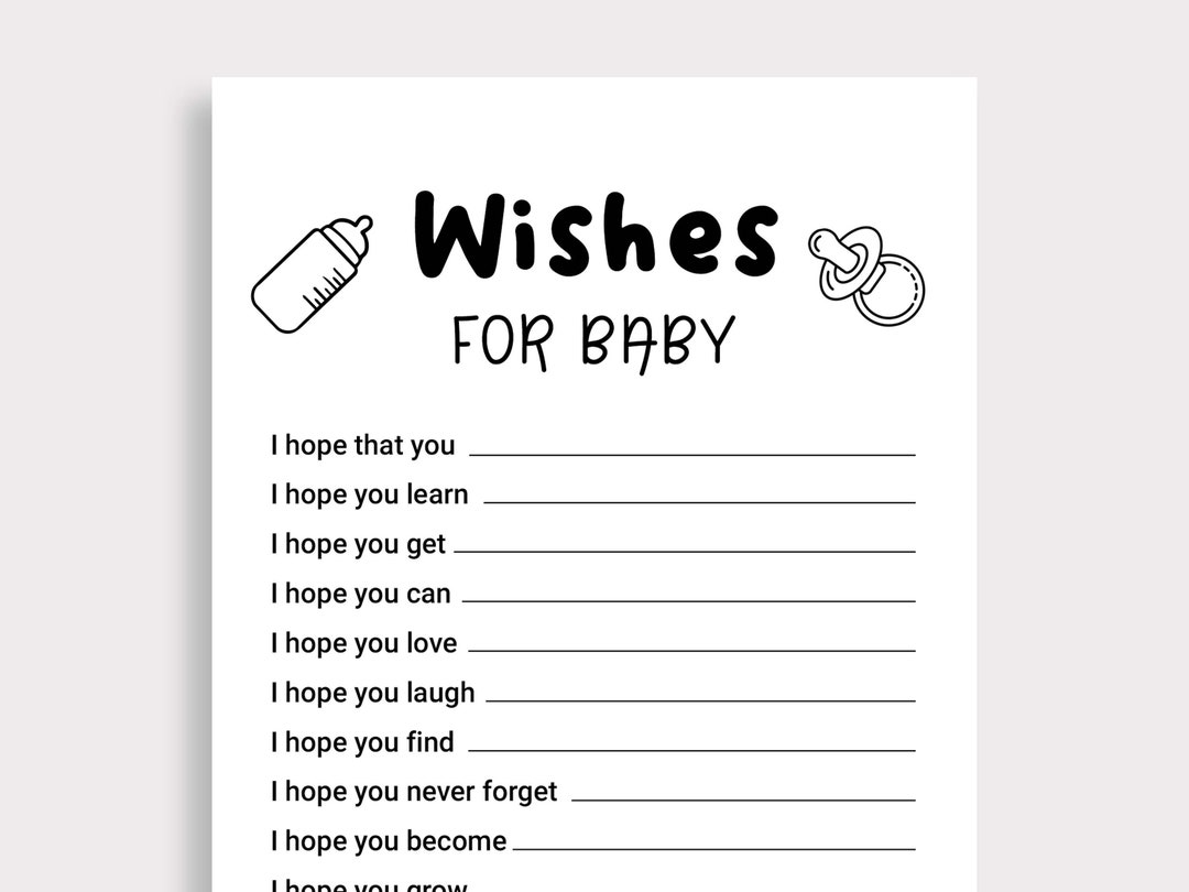 Baby Wish Cards, Baby Shower Wishes Wishes for Baby Printable Funny ...
