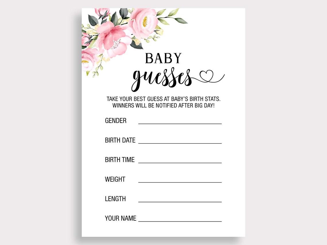 Baby Guesses Card Gues Baby's Gender Baby's Birth Date - Etsy