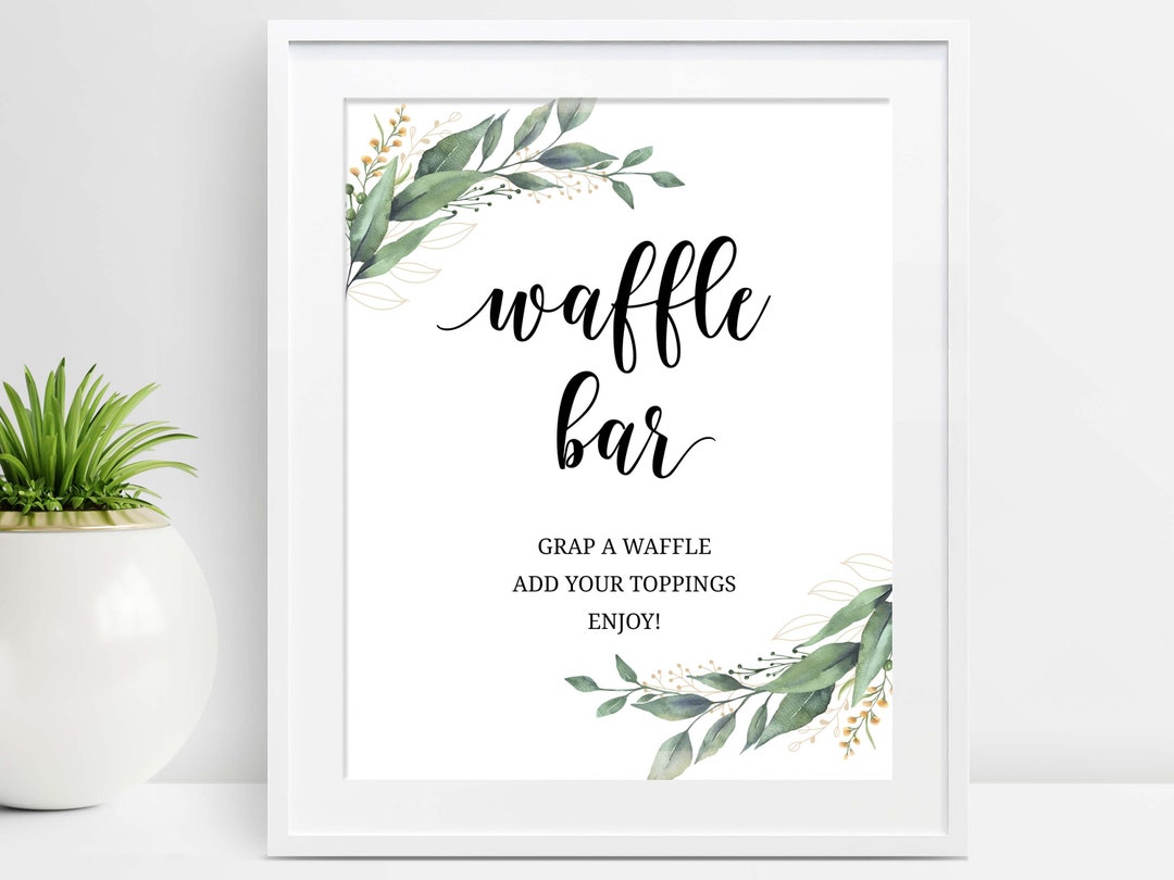 Waffle Bar Sign Baby Shower Decoration Greenery Bridal Sign - Etsy