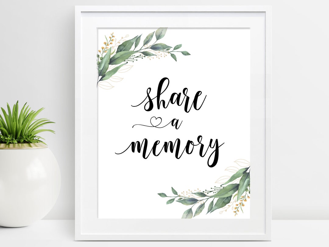 Memorial Table Sign, Memory Sign, Greenery Botanical Table Sign, Write ...